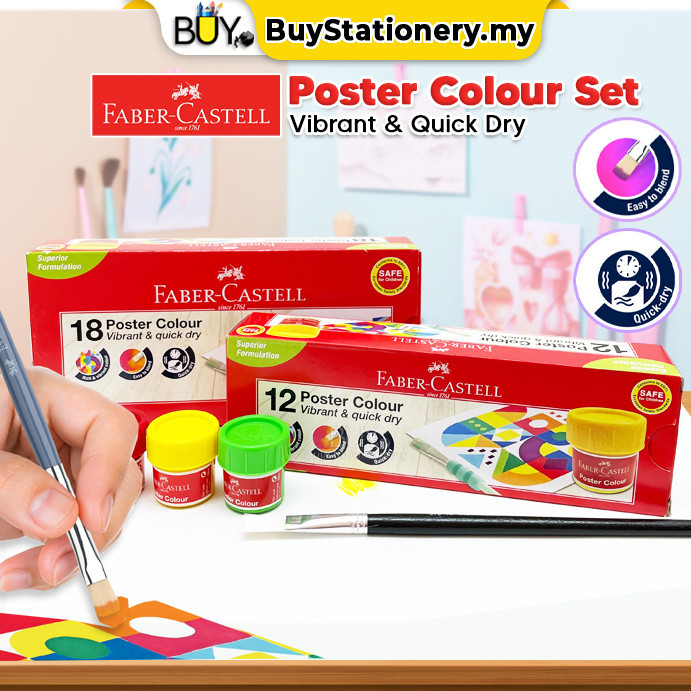 Faber Castell 12 /18 Poster Colour Set Warna Air 15cc -(Box) Warna ...