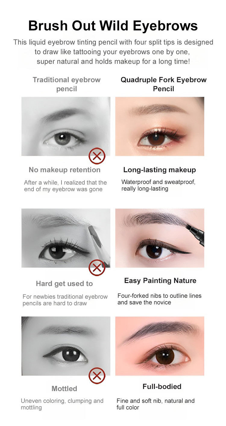 Unique Quad Eyebrow Pencil waterproof Fork Tip Eyebrow Pencil 眉笔 ...