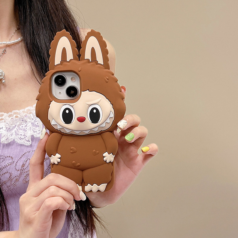 3D Cartoon Popmart Brown Labubu Monster Phone Case Compatible for ...