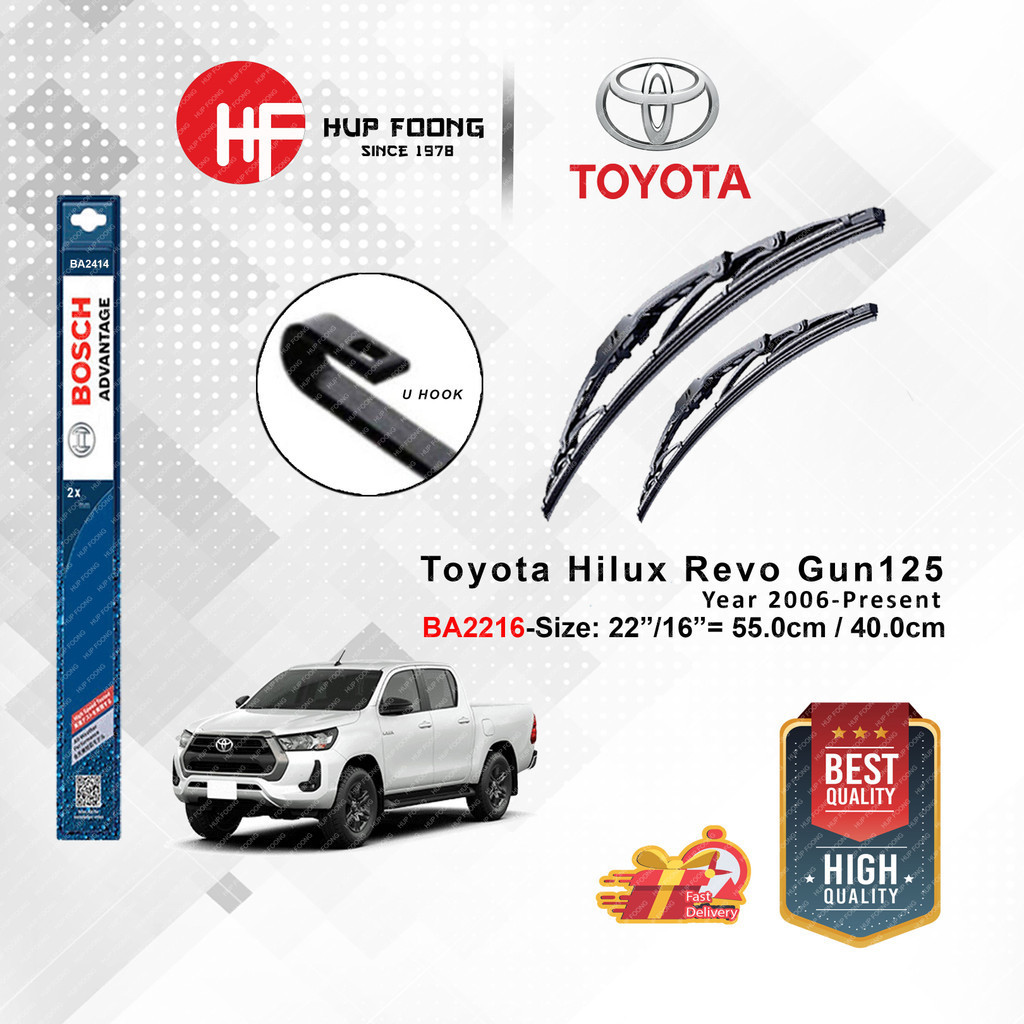 Toyota Hilux Revo GUN125 2016-Present (22"/16") Bosch Advantage Wiper ...