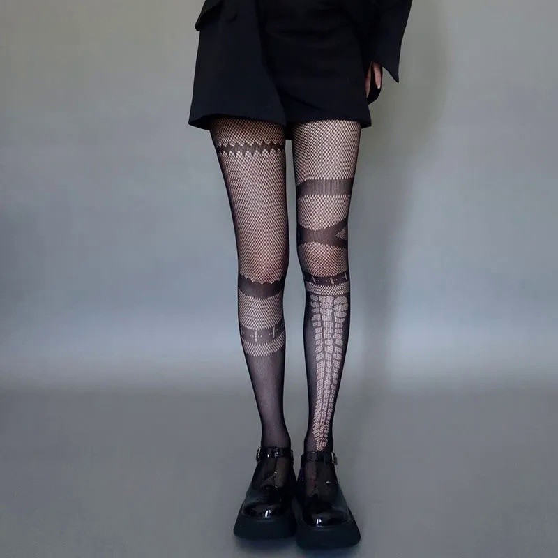 Gothic Pantyhose G Stockings Sexy Fishnet Black Silk Spider Web Hollow ...
