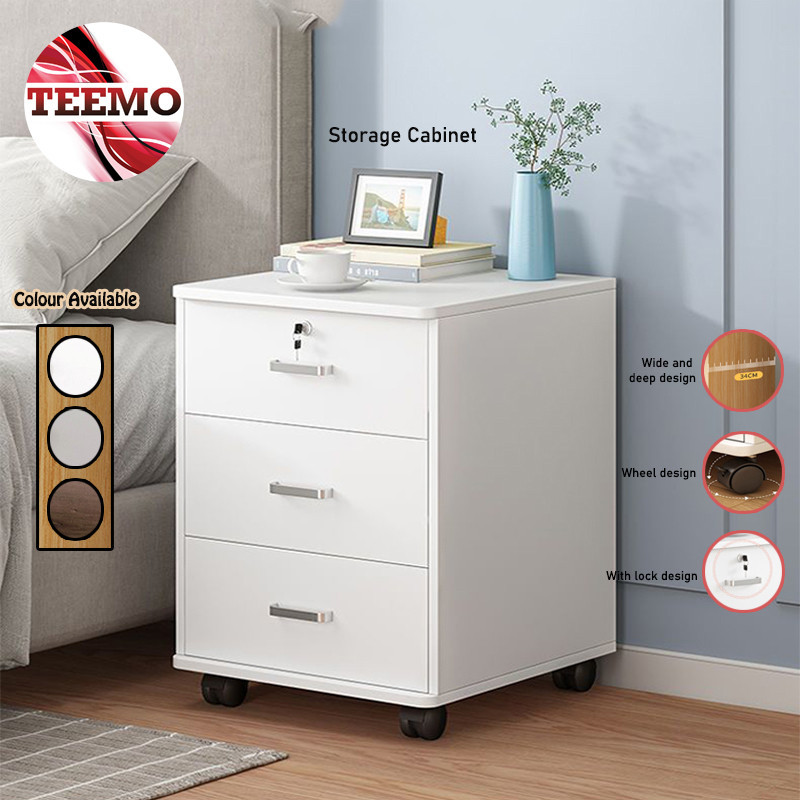 Teemo 3 Tier Roller Office File Cabinet Locker Storage Cabinet Wooden Side Cabinet Railway ...