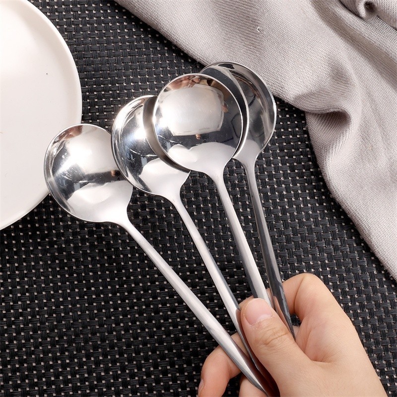 SLXC-Long Handled Large Soup Spoons - Stainless Steel Ice Crack Dessert ...
