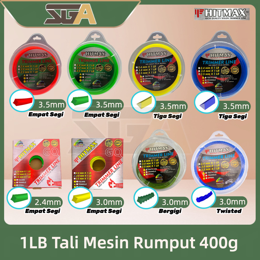 1LB (400g) TALI MESIN RUMPUT 2.4mm | 3.0mm | 3.5mm | Tiga Segi | Empat Segi | Teeth Gigi ...