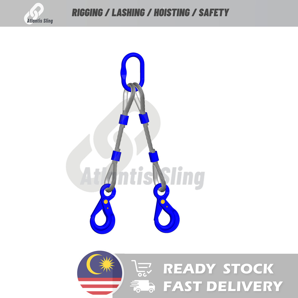 11.2TONNE TWO LEGGED WIRE ROPE SLING WITH MASTERLINK AND HOOK | Shopee ...