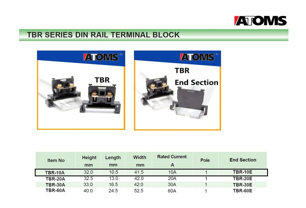 TBR NHT 10A / 20A / 30A Din Rail Terminal Block 10 Pole | TBR-10A / TBR ...