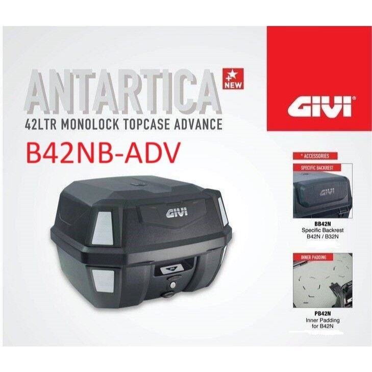 GIVI BOX B42NB 42LITER ANTARTICA MONOLOCK TOP BOX (include base plate) | Shopee Malaysia