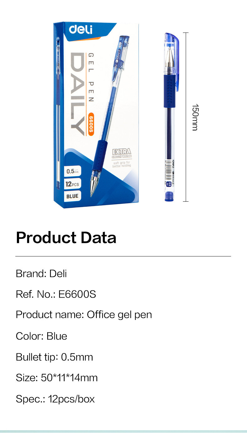 Deli DAILY Gel Pen 0.5mm Extra Smooth Writing Comfort Soft Grip Fast ...