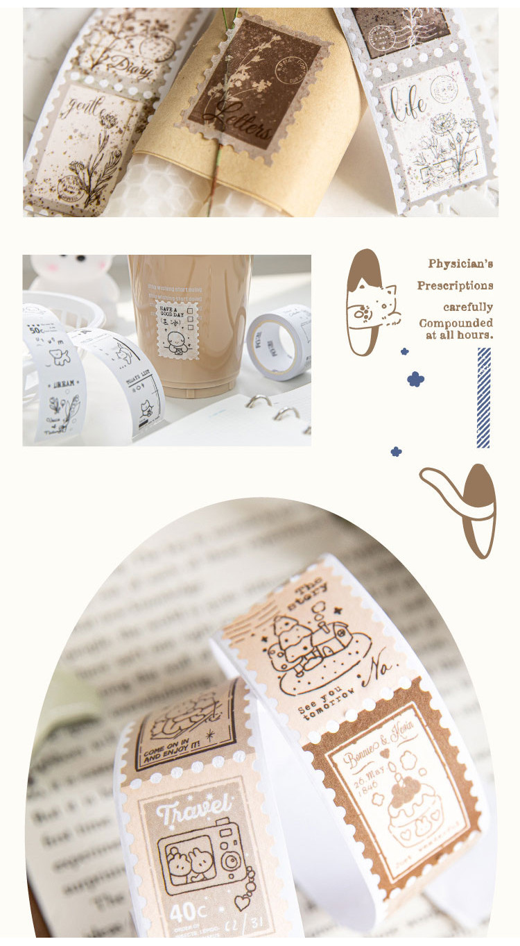 ENWEI 1 Roll [Stamp Shop Series] Vintage Journal Masking Tape Washi ...
