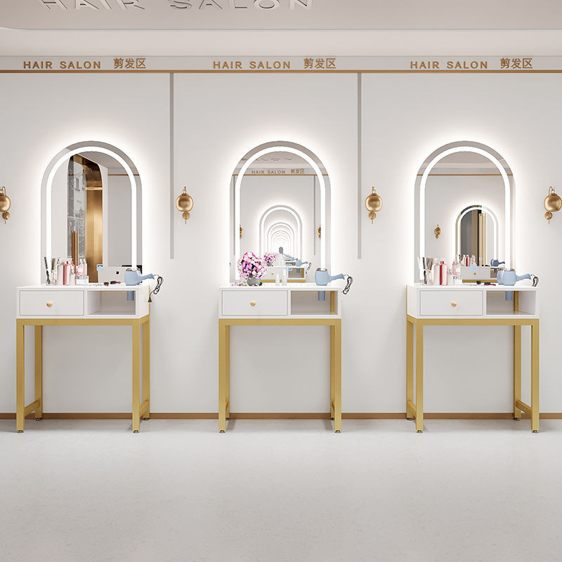 No Punching Internet Celebrity LED Light Barber Mirror Barber Mirror ...