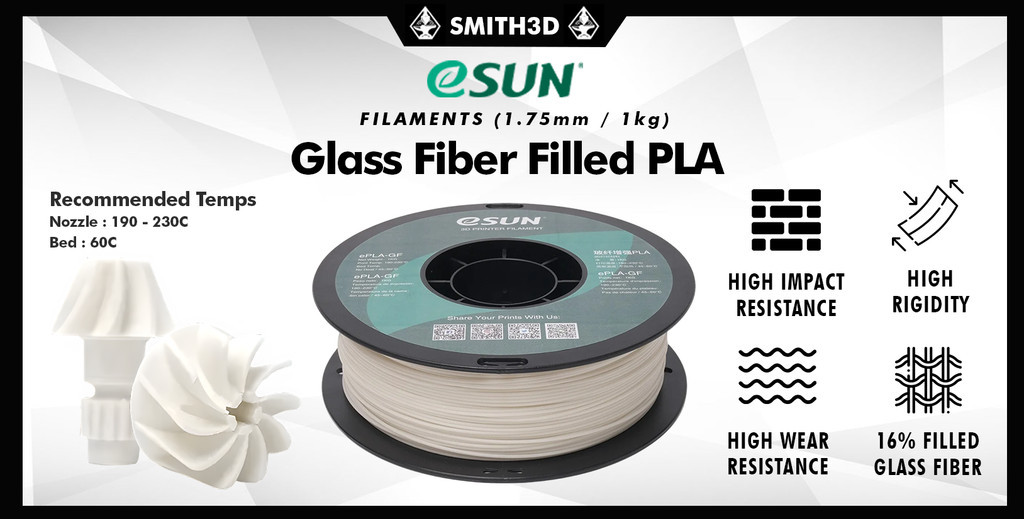 eSun ePLA GF Natural, PLA Glass Fiber Filament, 1.75mm 1kg, High Impact Resistance High Wear ...