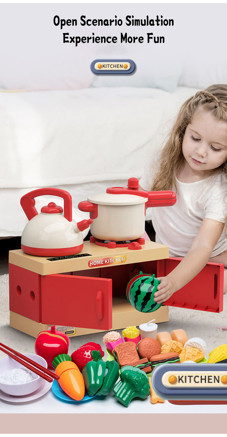 Simulation Pretend Play House Kitchen Toy Girl Cooking Tableware Set ...