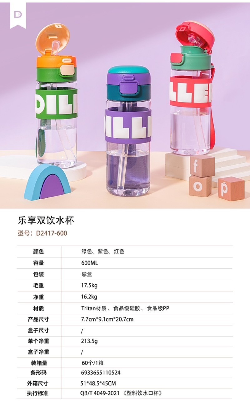 Diller ToneColour Multifunction Straw Direct Tritan Water Bottle D2417 ...