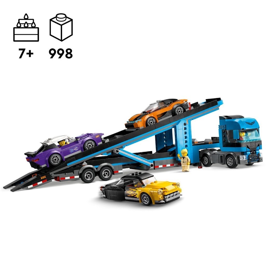 LEGO 60408 City Car Transporter Truck with Sports Cars Building Toy Set ...