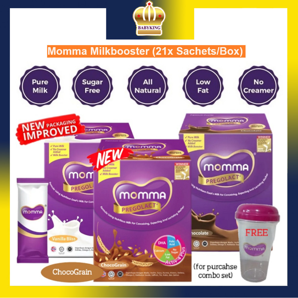Original MOMMA® Pregolact® Chocolate / Vanilla / ChocoG Grain (21x Sachets/1 Box) 420g Tambah ...
