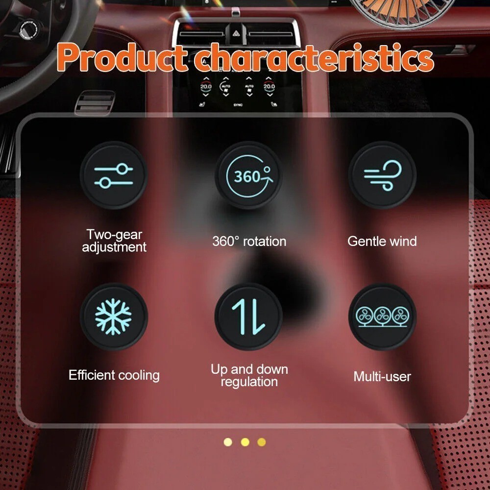 Car Strong Triple Fan 360° Adjustable 3 Head Air Fan Automotive ...