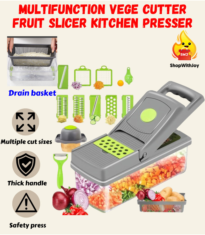 【ShopWithJoy】14 in 1 Vegetable Chopper Slicer Potato Onion Graters ...