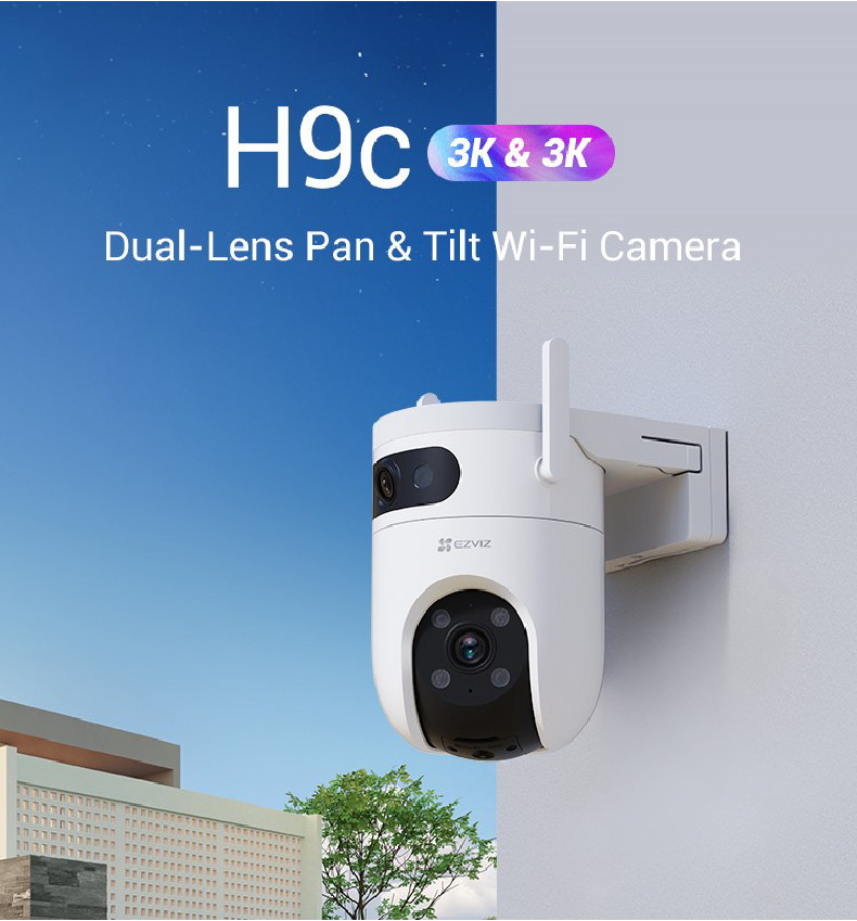 Ezviz H9C Dual Lens (5MP + 5MP) 3K Waterproof Pan/Tilt Two Way Talk Color Night Vision Outdoor ...