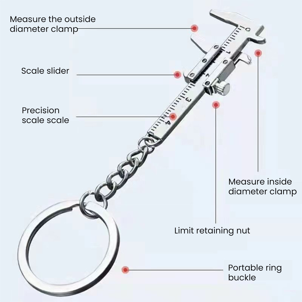 Mini Caliper Key Chain Alloy Real Vernier Caliper Keyring Portable ...