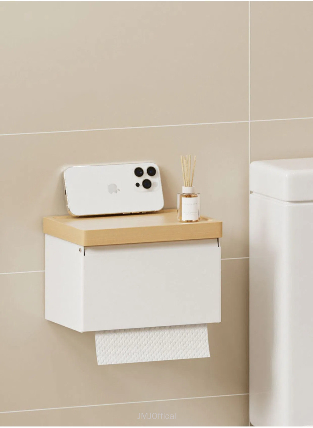 Log Tissue Box Toilet Paper Box Wall-Mounted Perforated Roll Paper Box ...