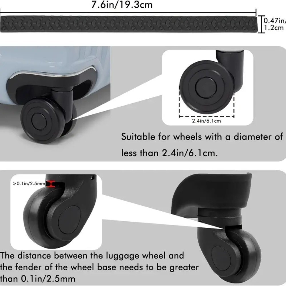 4pcs Croppable Luggage Wheel Protector Travel Luggage Wheels Cover ...