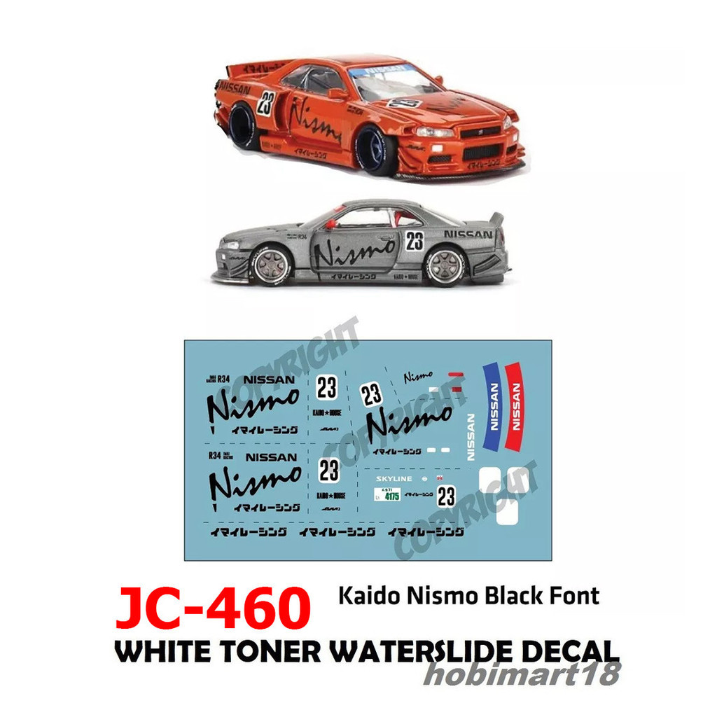 JC460 - KAIDO NISMO BLACK FONT Hotwheels 1:64 diecast custom white ...