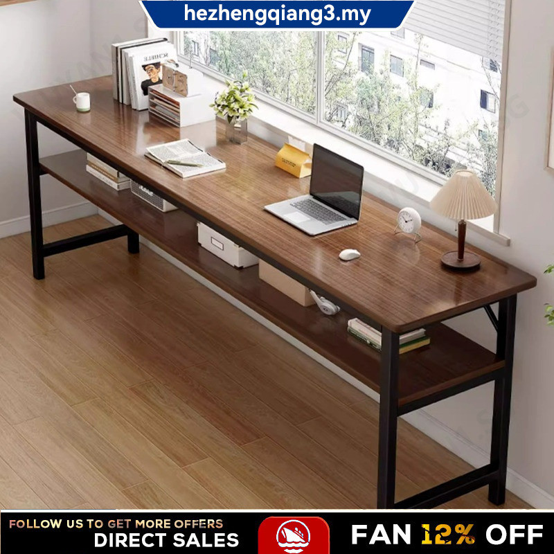 Table Study Long Desk Double Rectangular Computer Desk Narrow Wall ...