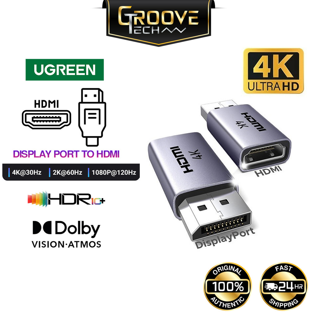 UGREEN DisplayPort 1.2 to HDMI 2.0 Adapter 4K 30Hz Unidirectional DP ...