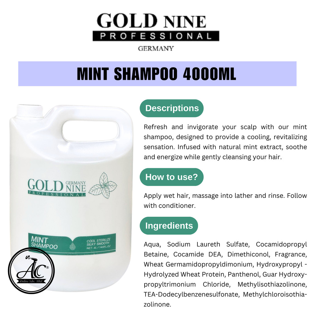 Goldnine Mint Shampoo / Treatment Shampoo 4000ml Gold Nine Gallon Galon ...