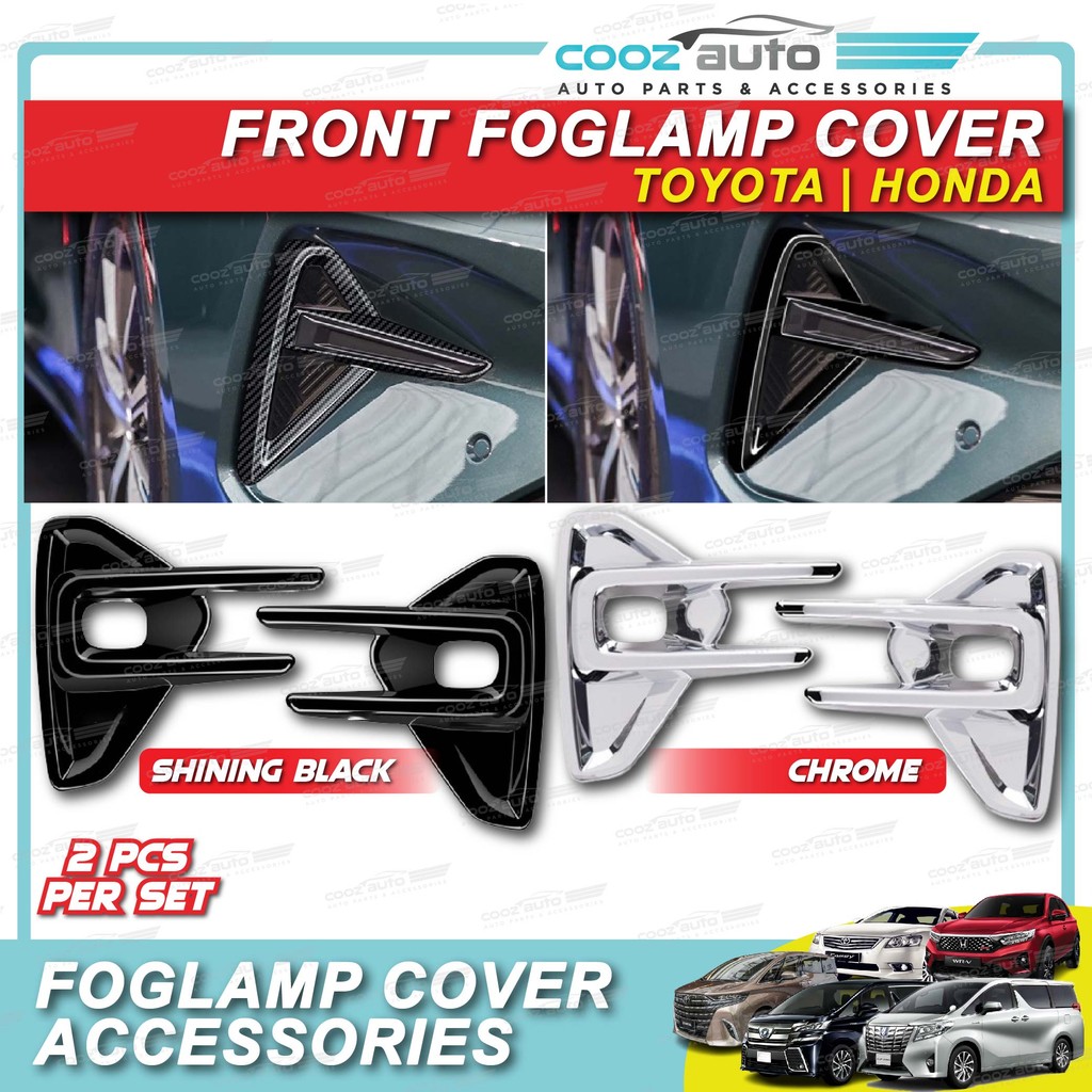 Car Fog Lamp Frame Cover Toyota Alphard Honda WRV Chrome Black Carbon ...