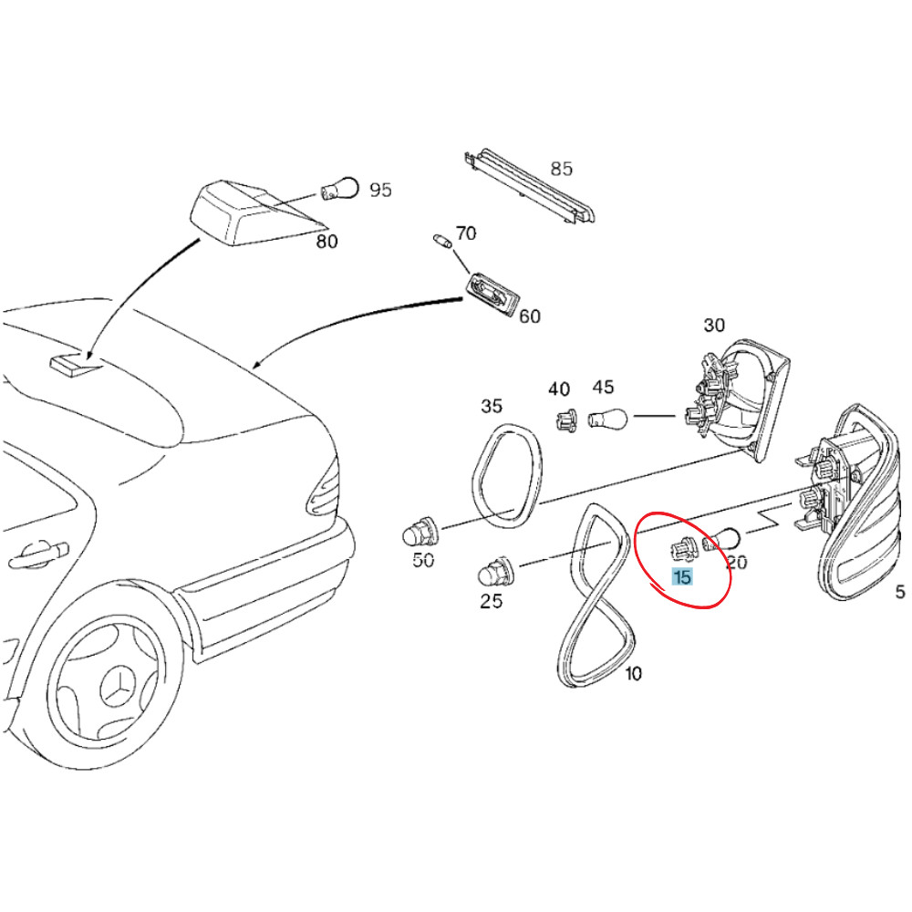 Original Mercedes Benz Tail Lamp 1345 BULB SOCKET ,PINK W140 W210 W220 ...