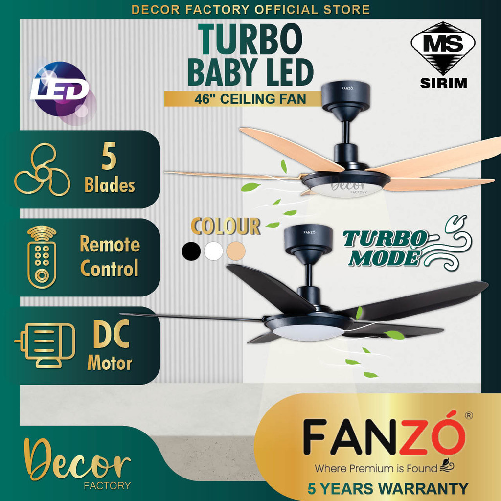 [NEW] FANZÓ Fan FANZO TURBO BABY LED 46" 5 Blades 14 Speed DC Motor 3 ...