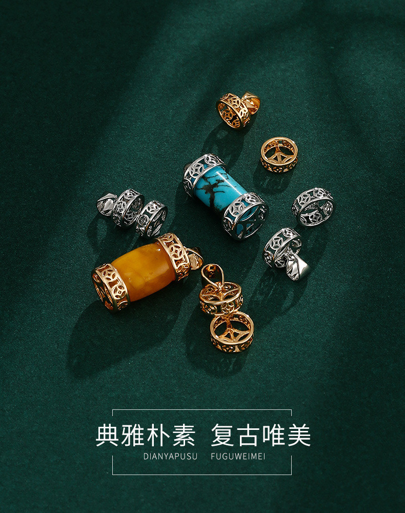 Jade buckle | Simple Copper Coin Barrel Beads Pendant Empty Holder ...