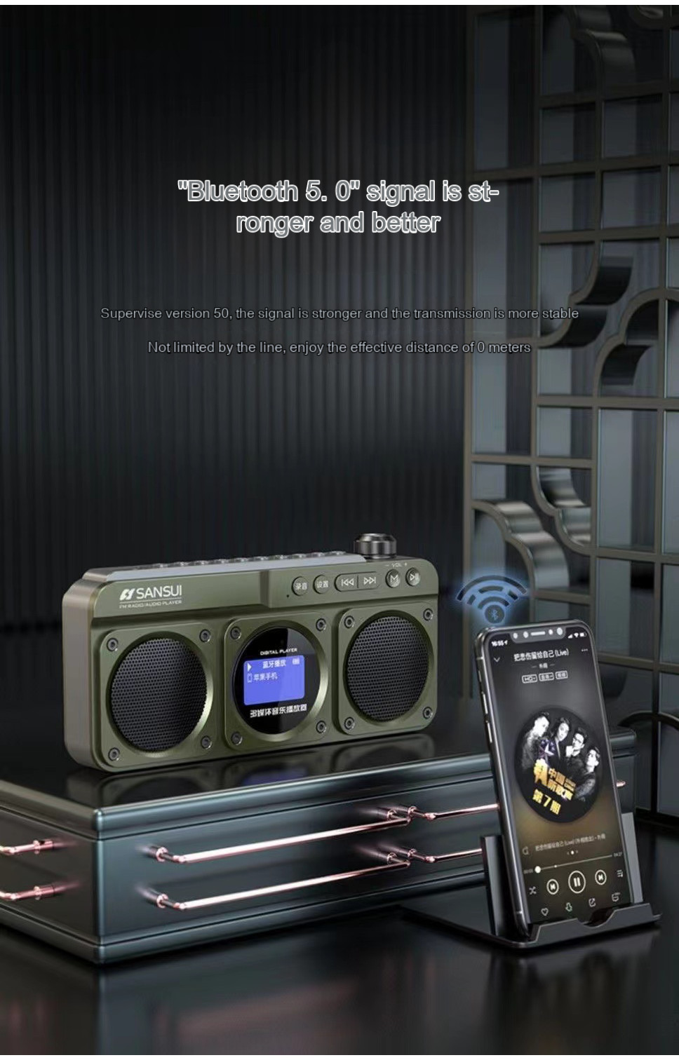 SANSUI F28 Portable FM Radio MP3 Walkman Outdoor Card Wireless ...