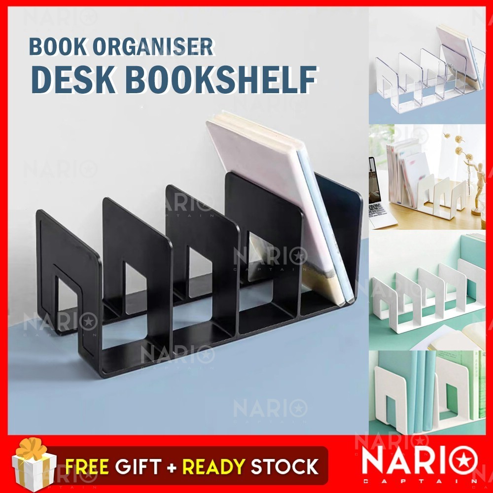 NARIO Desktop Book Rack 32CM Book Storage Divider Partition Books Stand ...