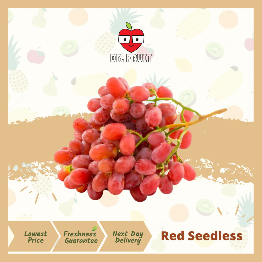Red Seedless Grape 无籽红葡萄 (500g/pkt) | Dr.fruit /Anggur Merah | Shopee ...