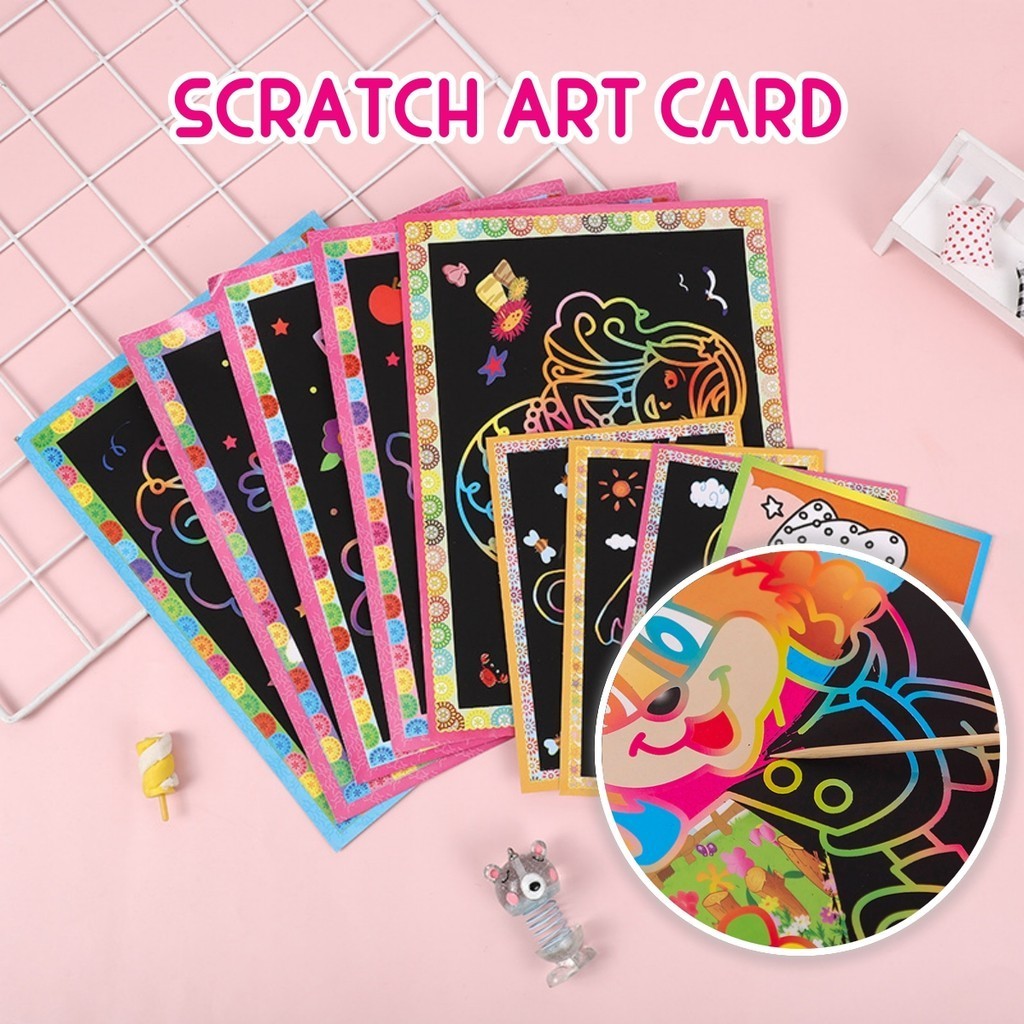 (1 PCS) Colorful Magic Scratch Art Card Kids Children DIY Dual Sided ...