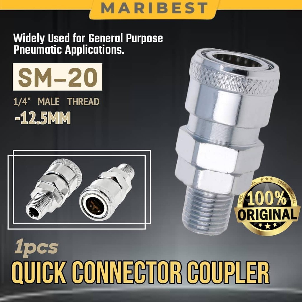 SM-20 Quick Coupler 1/4 Inch Male Thread Pneumatic Air Coupler Fitting ...