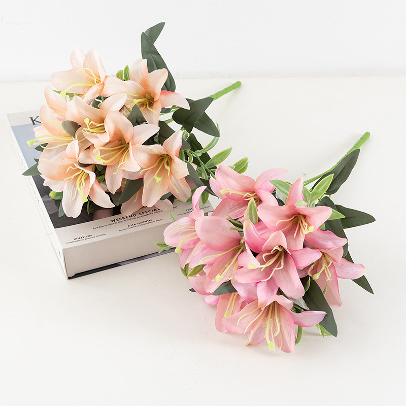 10 & 18 Head Lily Artificial Flower Bunga Hiasan Rumah Ruang Tamu Bunga ...