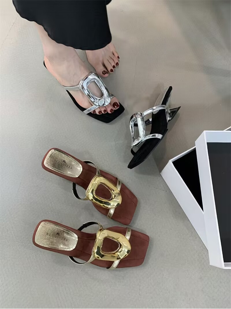 Square Toe Shaped Heel High Heels Women's Slip-On | Shopee Malaysia