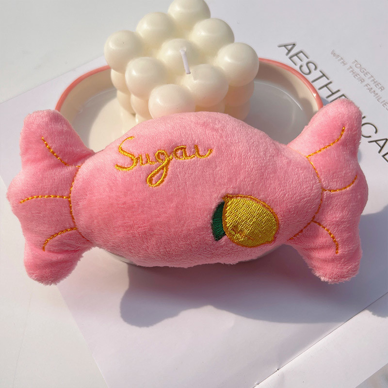 Squeaky Plush Pet Toys in Cartoon Candy Shapes, for Cats and Dogs ...