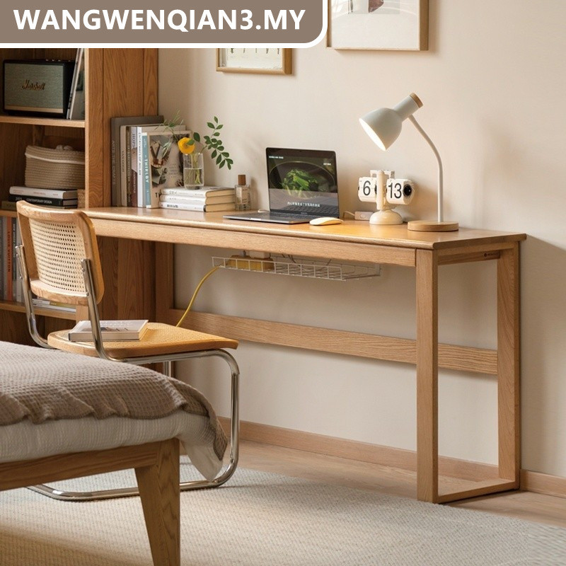Office Solid Simple Wood Table Study Table Wall Leaning Long Study ...