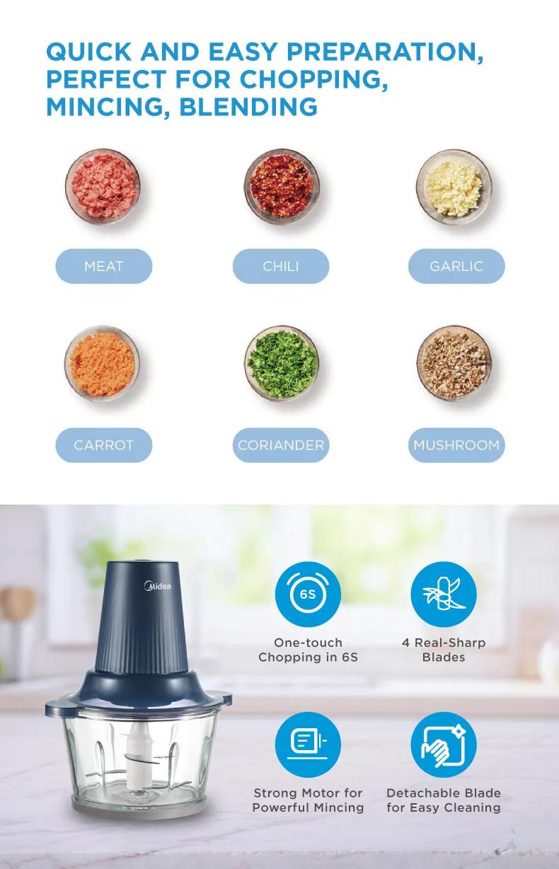 Midea 1.8L Glass Jar Food Chopper MBCJC11 | Shopee Malaysia