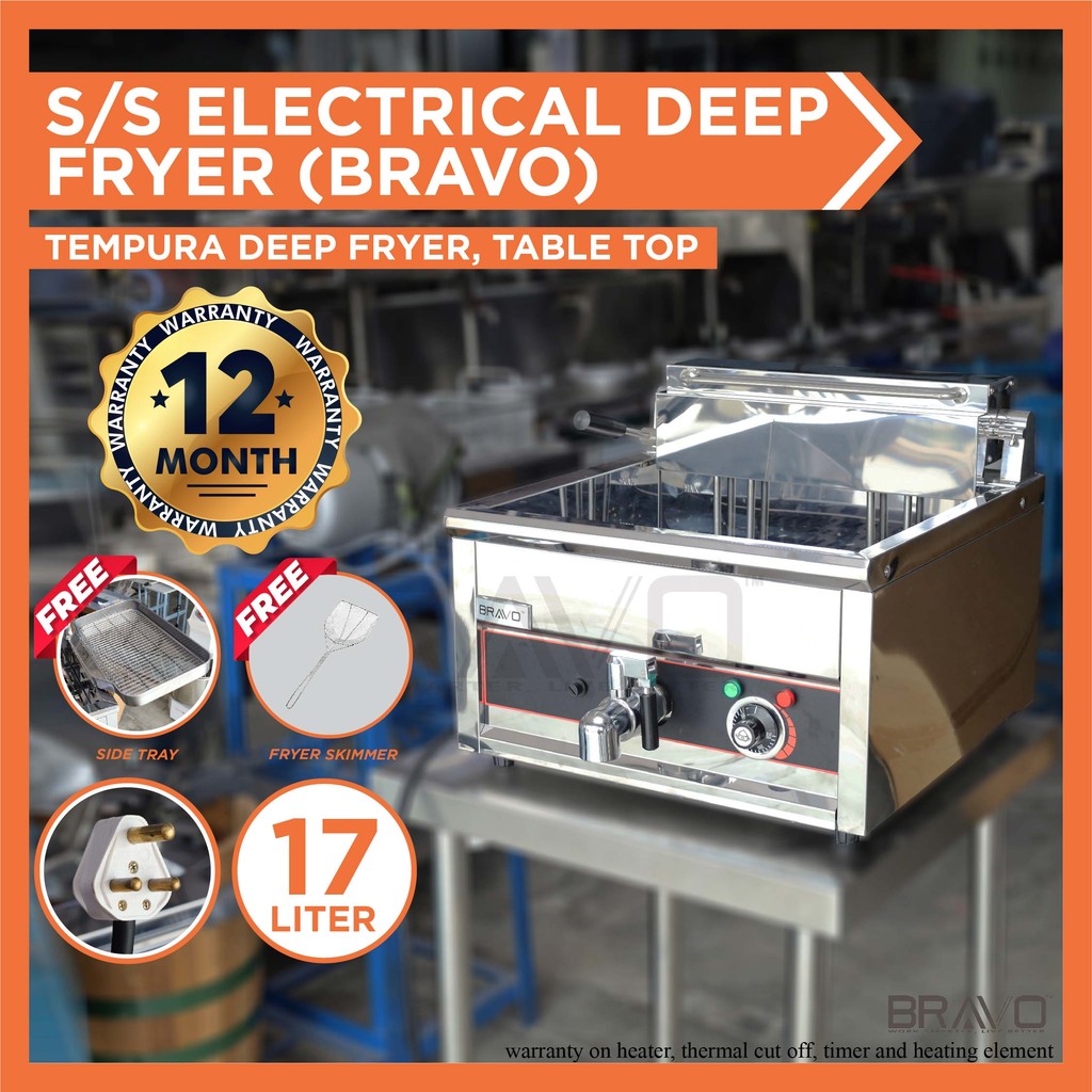Bravo Commercial Electric Tempura Deep Fryer Big Capacity 17L Table Top ...