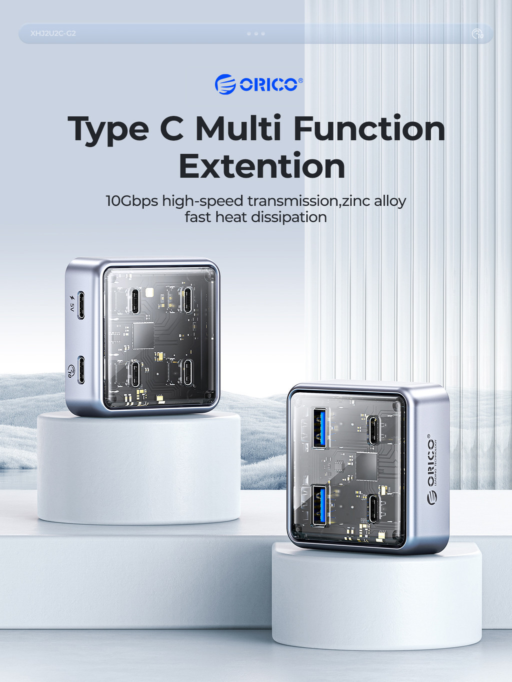 ORICO Transparent Usb C Hub 4 Port Expansion With Power Supply ...