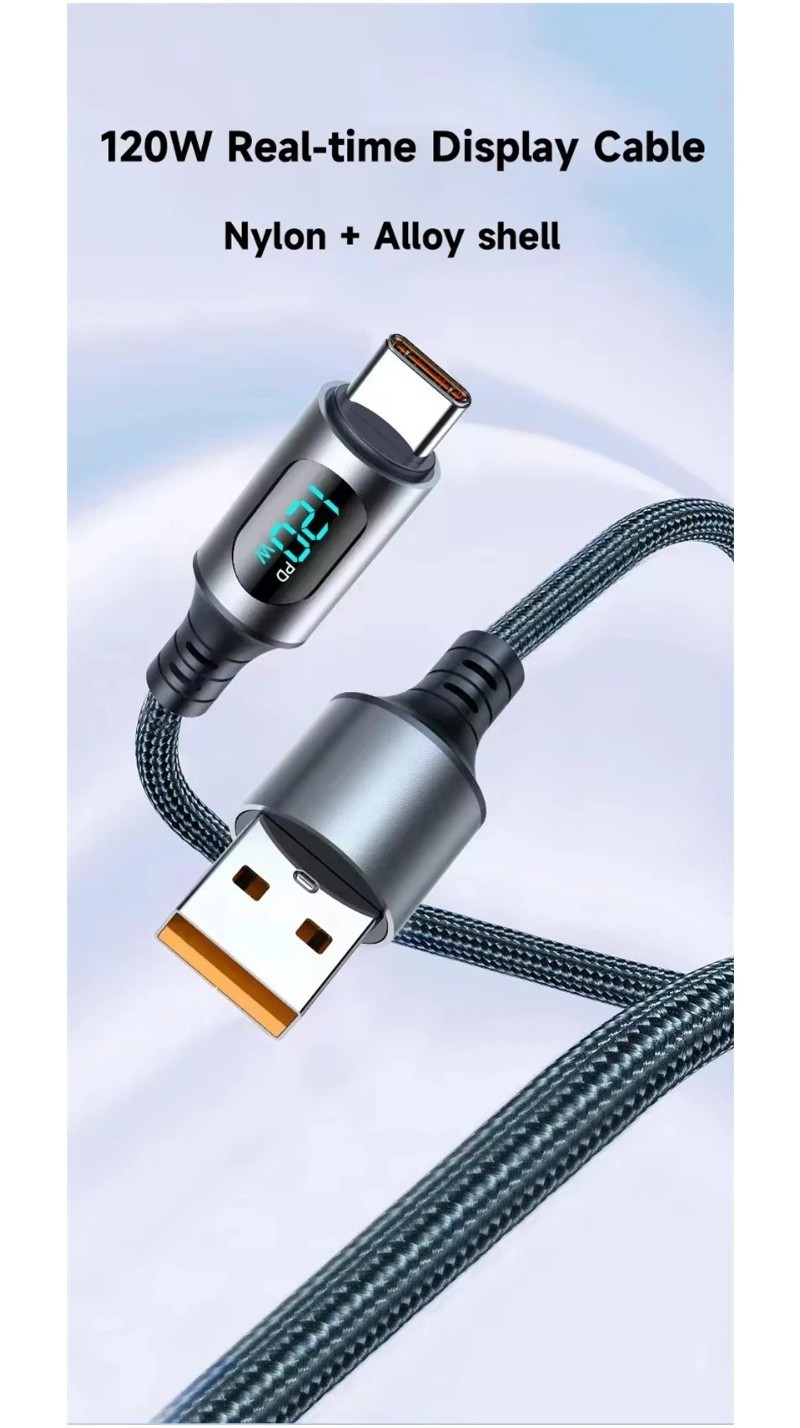120W With Led Digital Display Cables 6A USB Type C Super Fast Charge ...