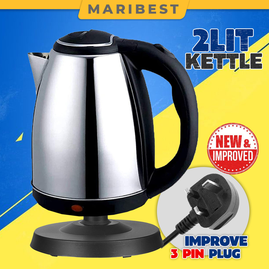 [MALAYSIA 3 PIN PLUG] 2Lit Stainless Steel Electric Kettle Heat Jug ...