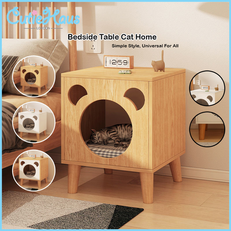 Cutiehaus Cat Bedside Table Solid Wood Cat Nest Minimalist Bedroom ...