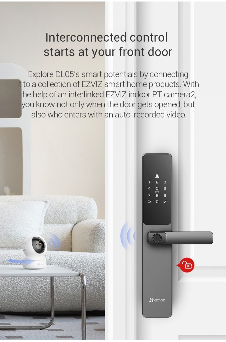 Ezviz DL05 Smart Home Security Fingerprint Door Handle Lock Smart ...