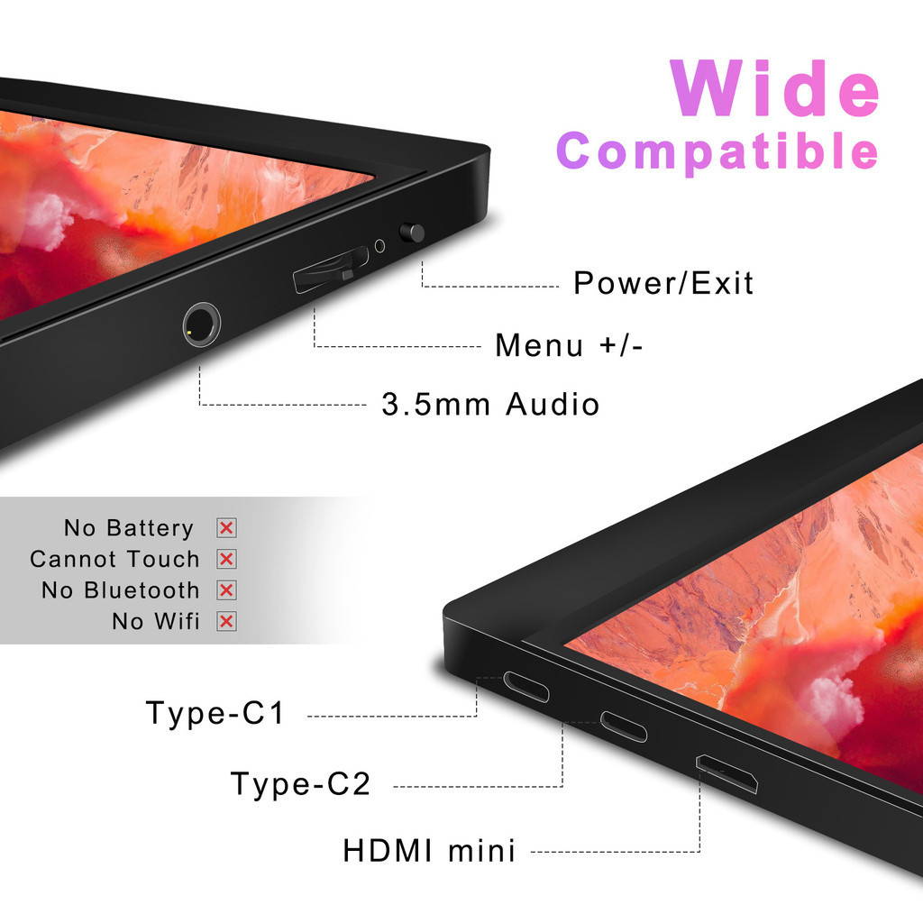 15.6Inch1080P Touch Screen USB C External Monitor Gaming Monitor for ...